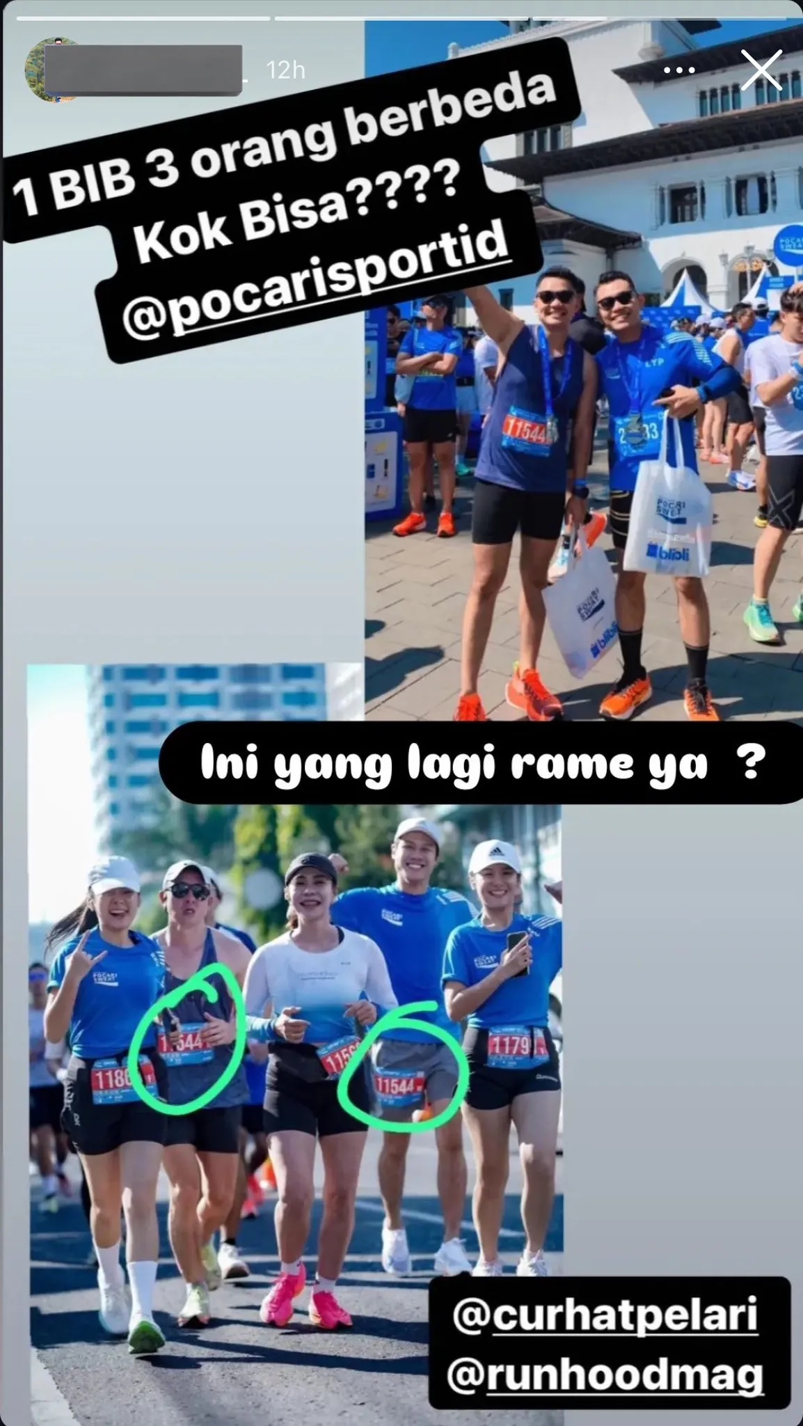 Foto: Kecurangan memakai BIB palsu di ajang lari. (Sumber: @trimasgetir ...
