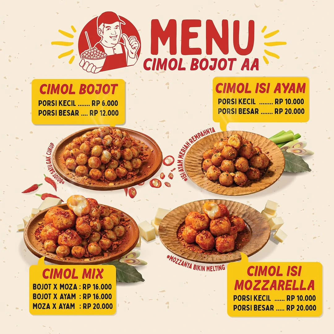 Bagi kamu yang suka pedas, Cimol Bojot AA menyediakan 4 level kepedasan ...